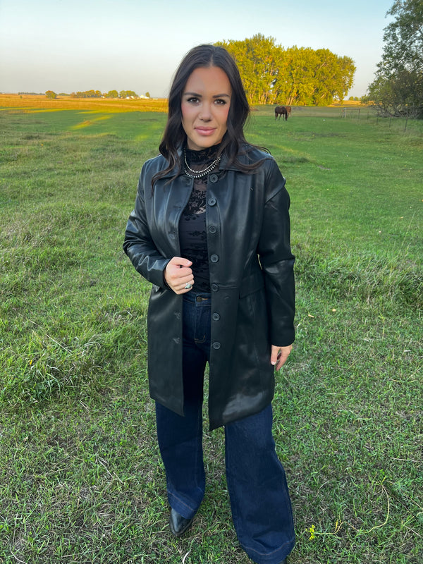 BLANK NYC Leather Trench Coat | Branded Envy